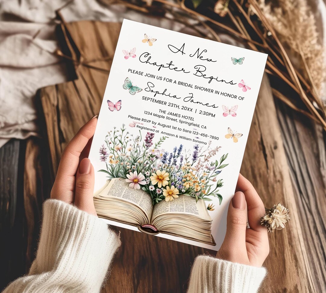 A New Chapter Bridal Shower Invitation Template, Book Theme Storybook ...