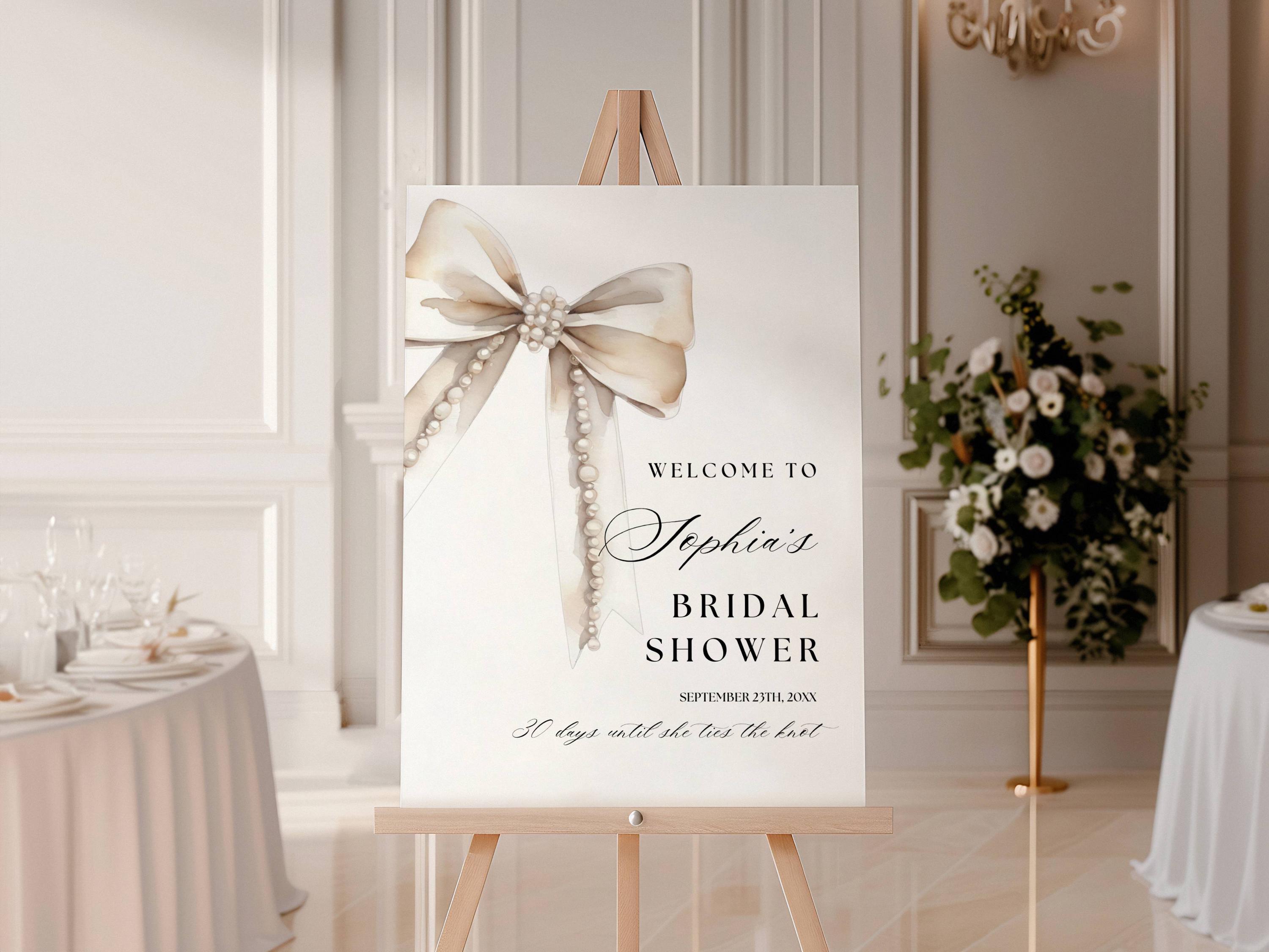 Bow Bridal Shower Welcome Sign, She's Tying the Knot Bridal Brunch Sign ...