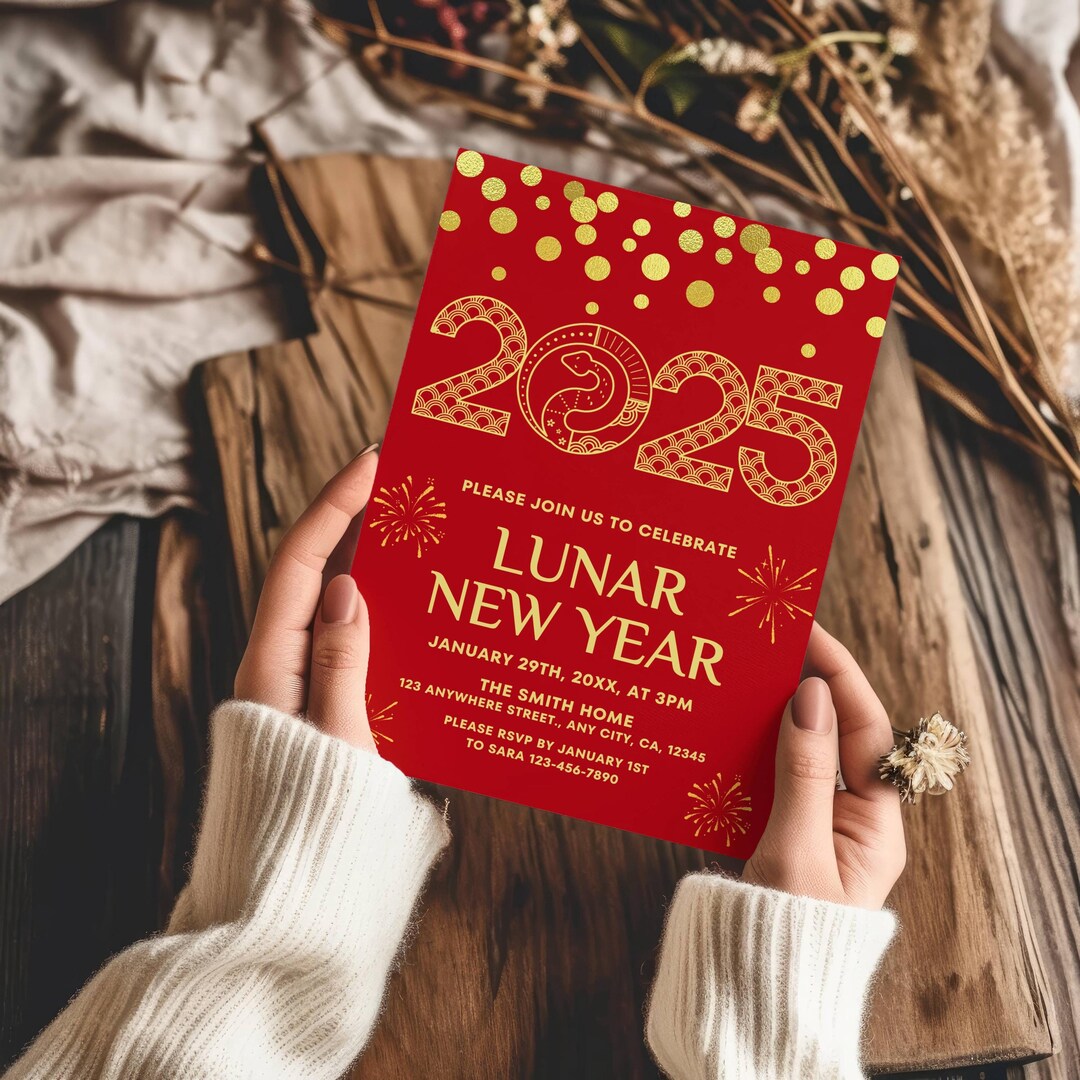 2025 Chinese New Years Party Invitation Template, Lunar New Year Party ...