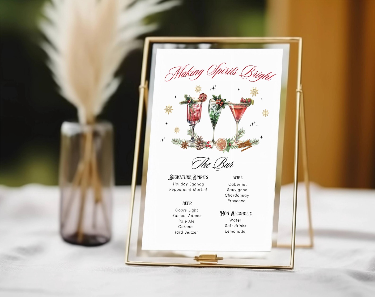 Christmas Bar Menu Sign Template, Signature Drink Sign Template ...