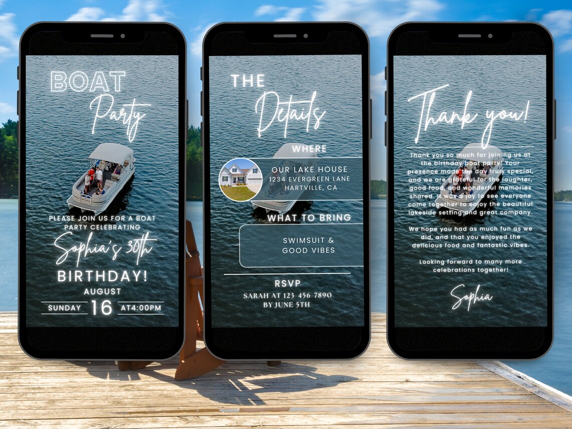 Boat Party Invitation Template, Digital Boat Birthday Party Invite ...