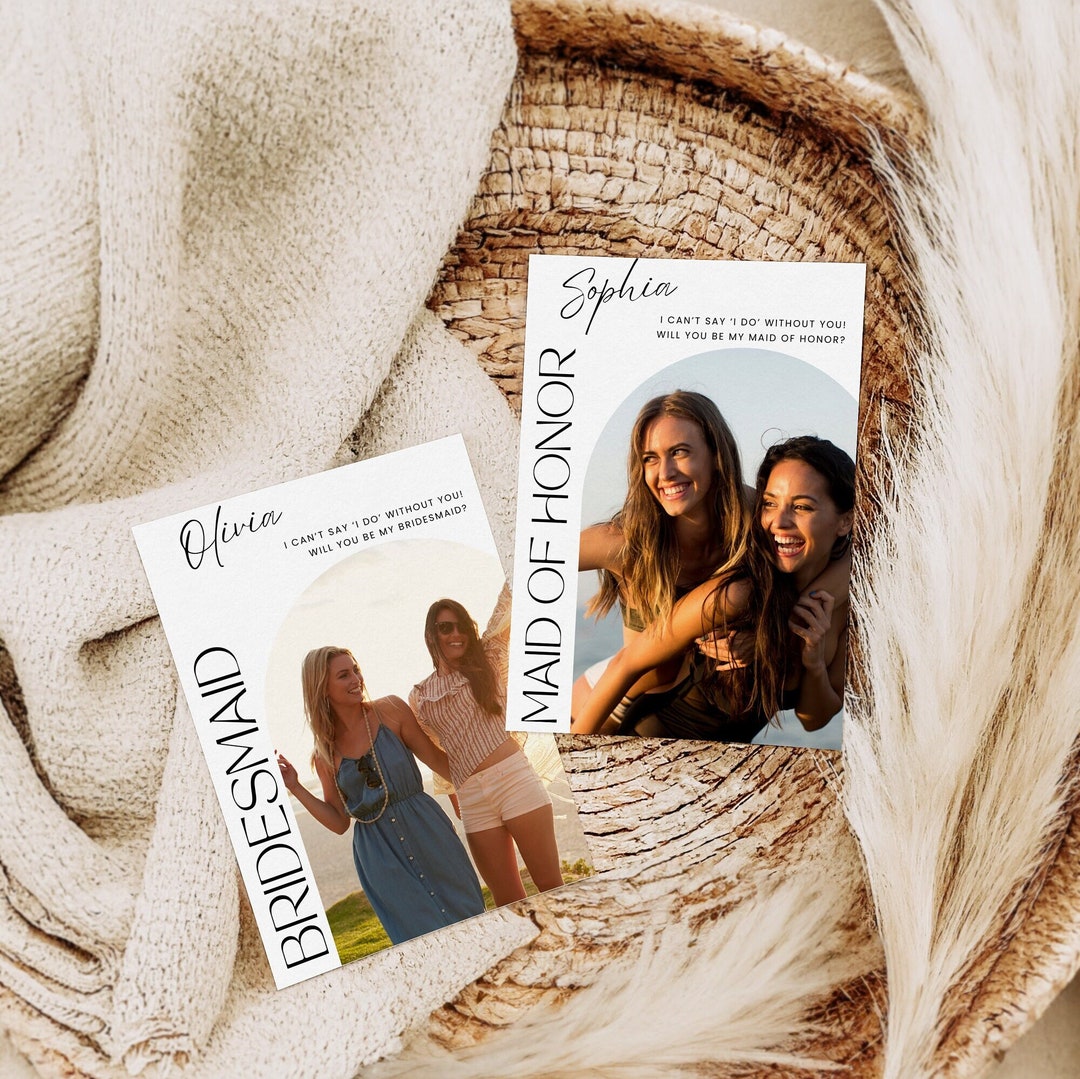 Bridesmaid Proposal Card Template, Editable Arch Photo Bridesmaid ...