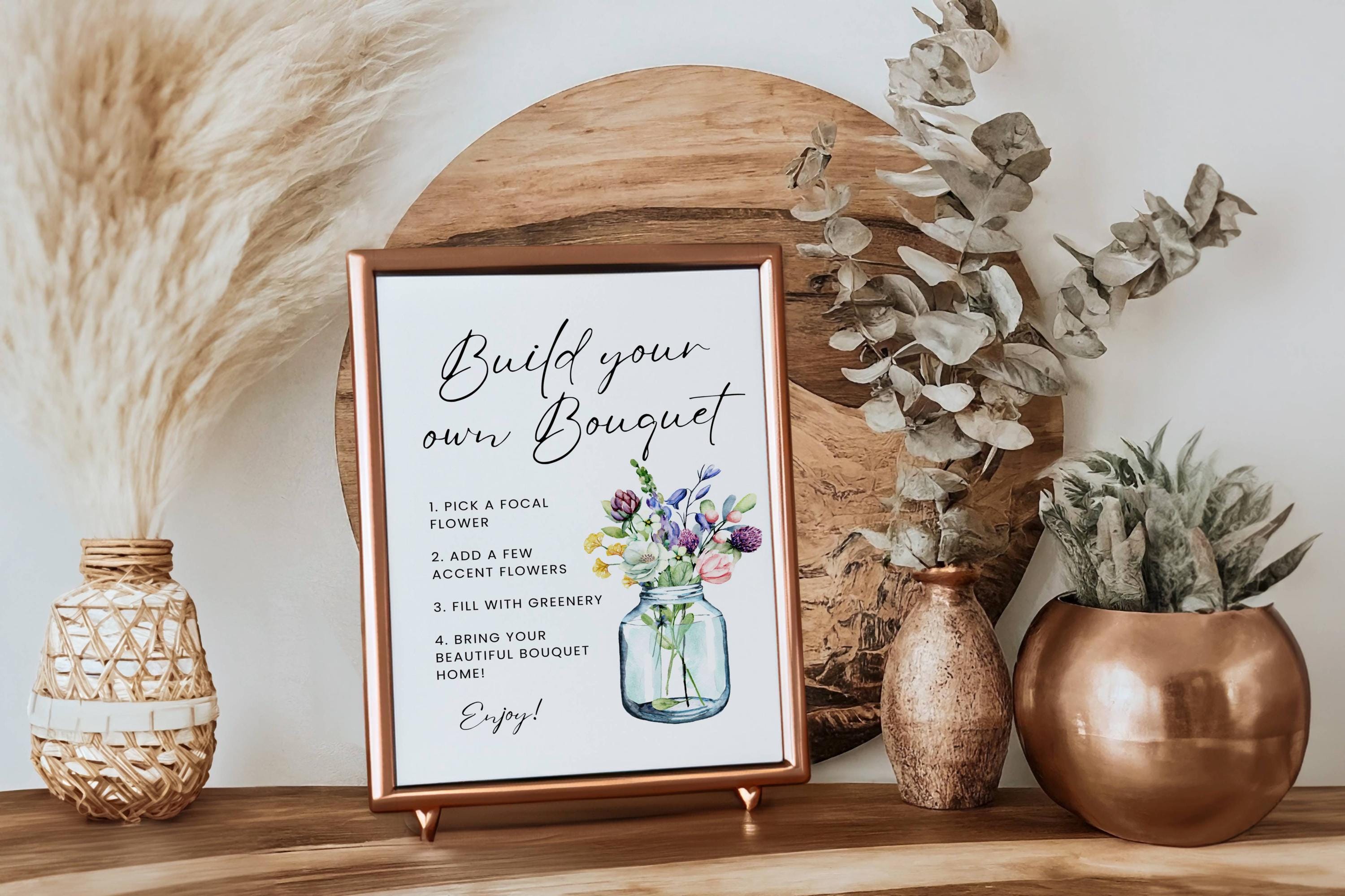 Flower Bar Sign, Build Your Own Bouquet Print Template, Floral Bridal ...