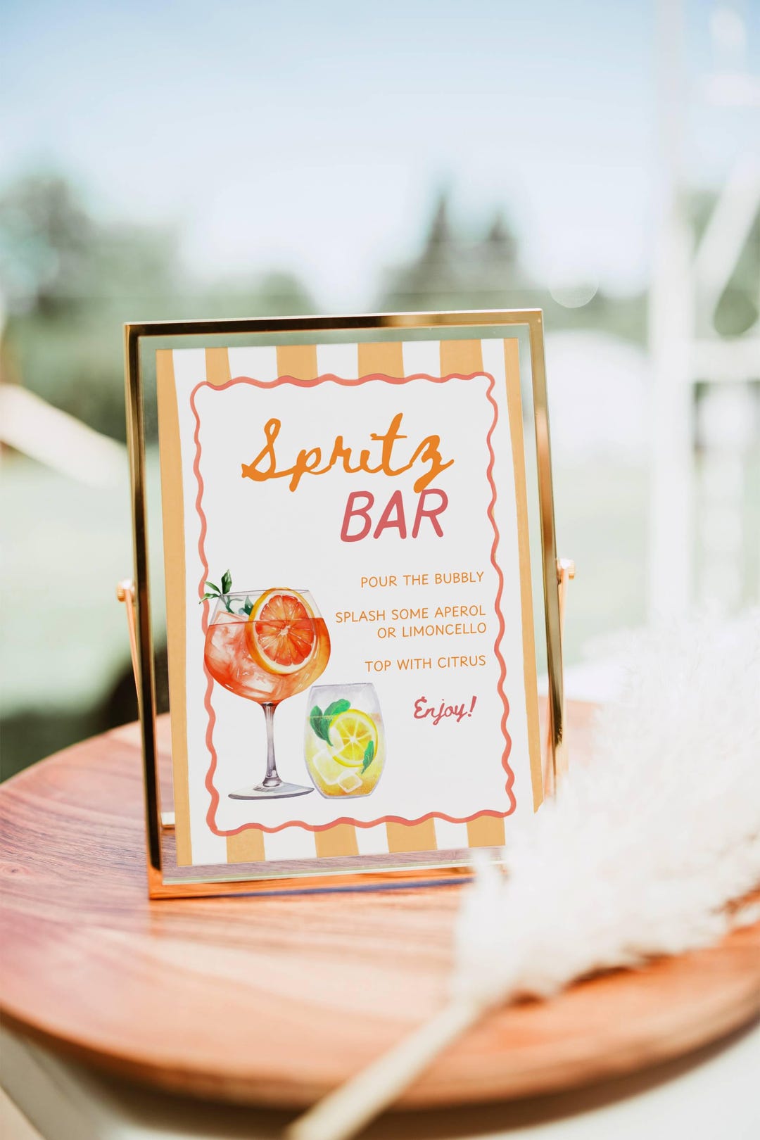 Aperol Spritz Bar Sign, Aperol Spritz Cocktail Print, Signature Drink ...