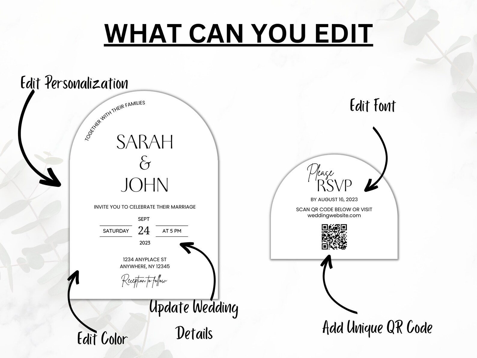 Arched Wedding Invitation Bundle Geometric Invitation - Etsy