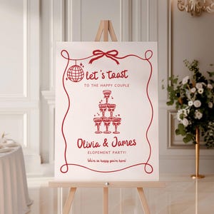 Modern Elopement Welcome Sign Template, Whimsical Hand Drawn Happily ...