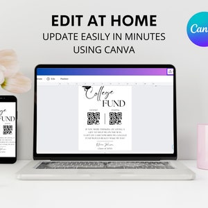 College Fund QR Code Sign Template, Modern Minimalist Graduation Party ...