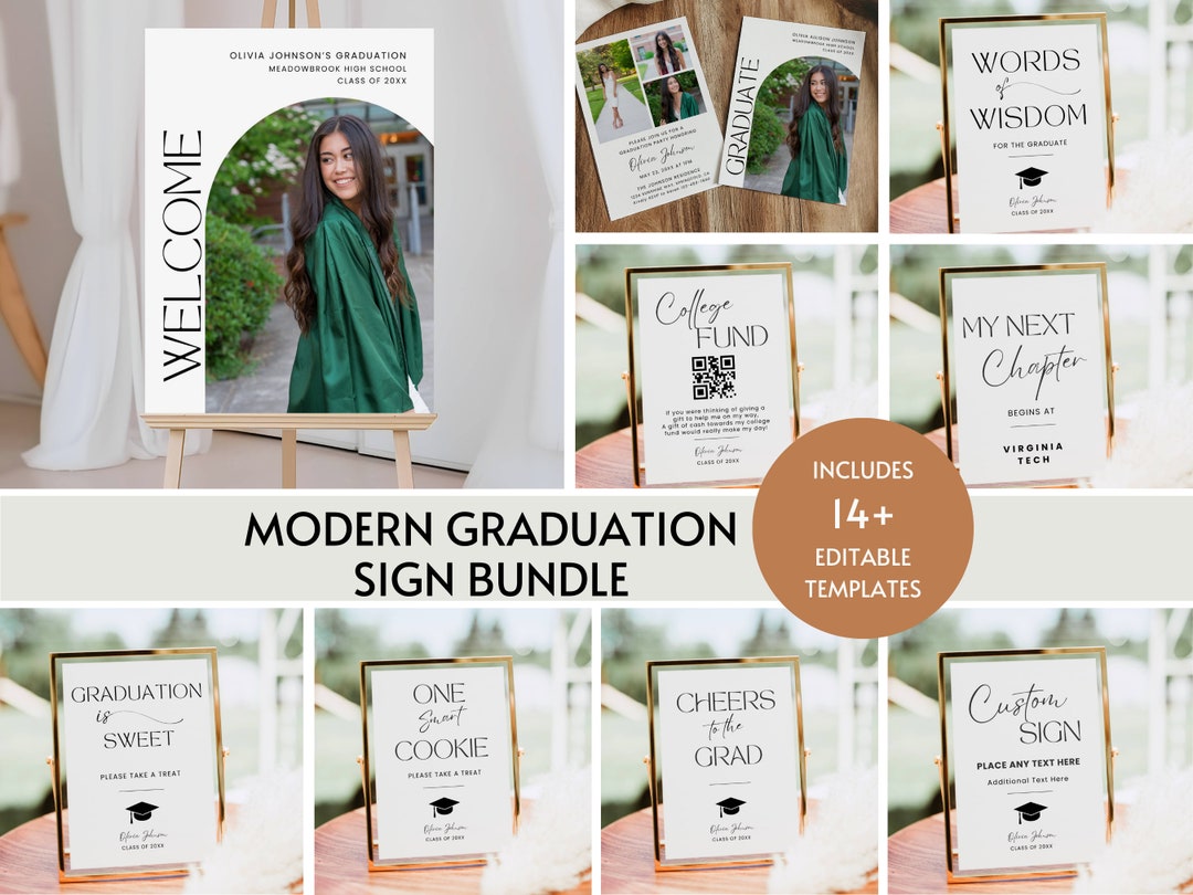Graduation Party Sign Bundle Template, Graduation Table Signs, Grad ...