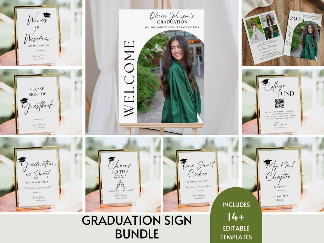 Graduation Party Sign Bundle Template, Graduation Table Signs, Grad ...
