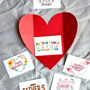 Cute Heart Card Template DIY Invite for Mother's Day / - Etsy
