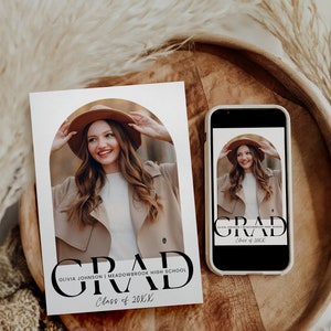 Graduation Invitation Template, Senior Graduate Announcement, Modern ...