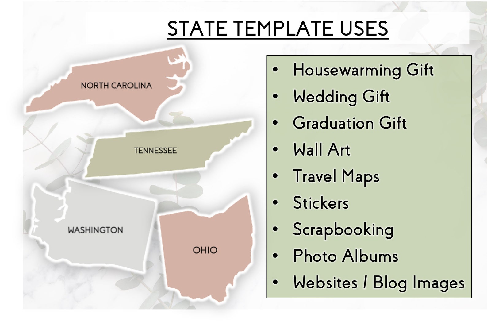 State Shaped Photo Collage Template Digital US States - Etsy