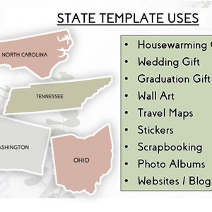 State Shaped Photo Collage Template, Digital US States Scrapbook in ...