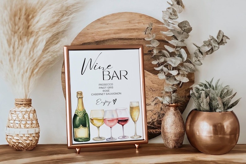 Wine Bar Sign, Drinks Bar Cocktail Print, White Red Wine Prosecco ...