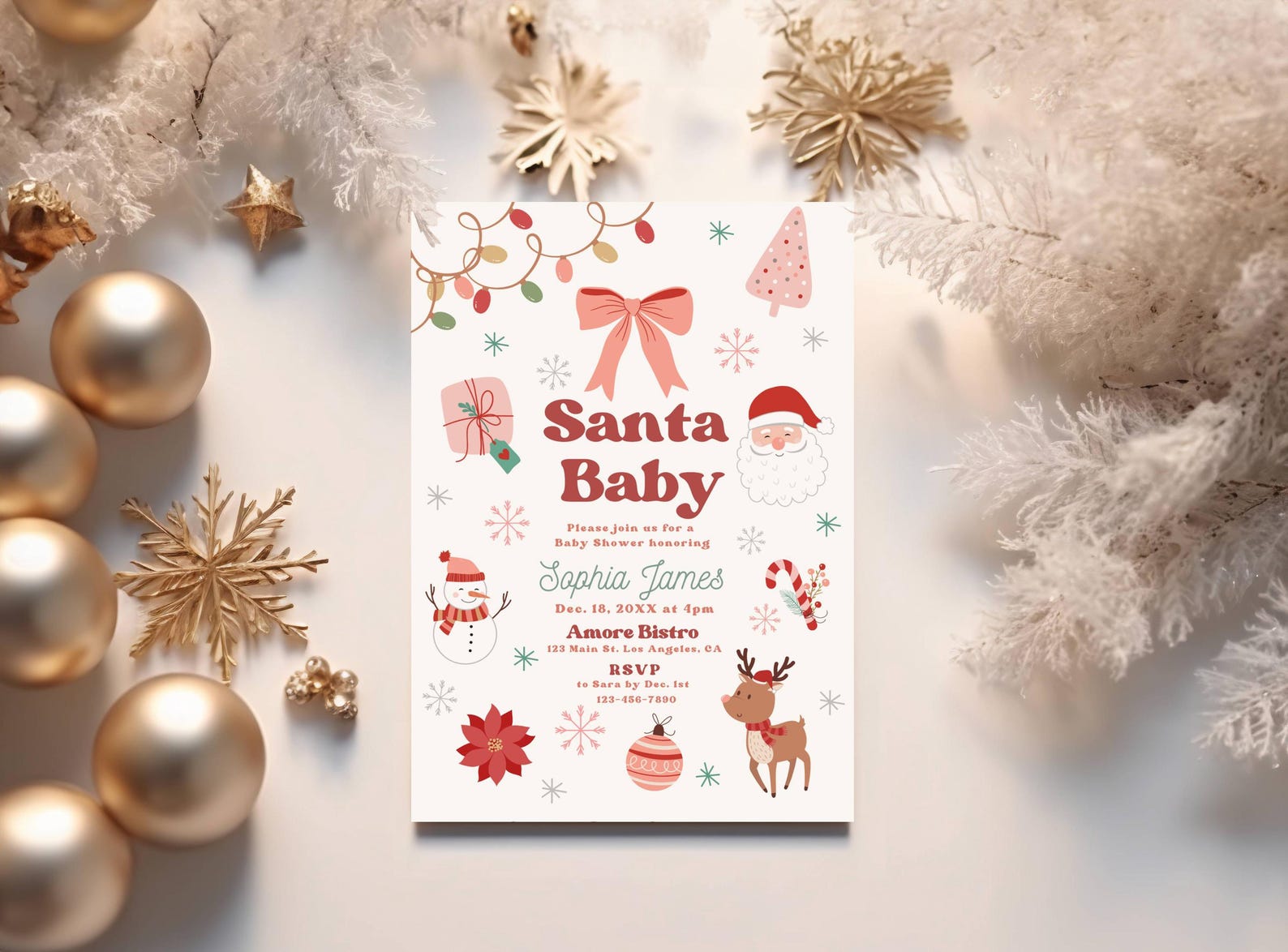 Santa Baby Shower Invitation Template, A Merry Little Christmas Baby ...