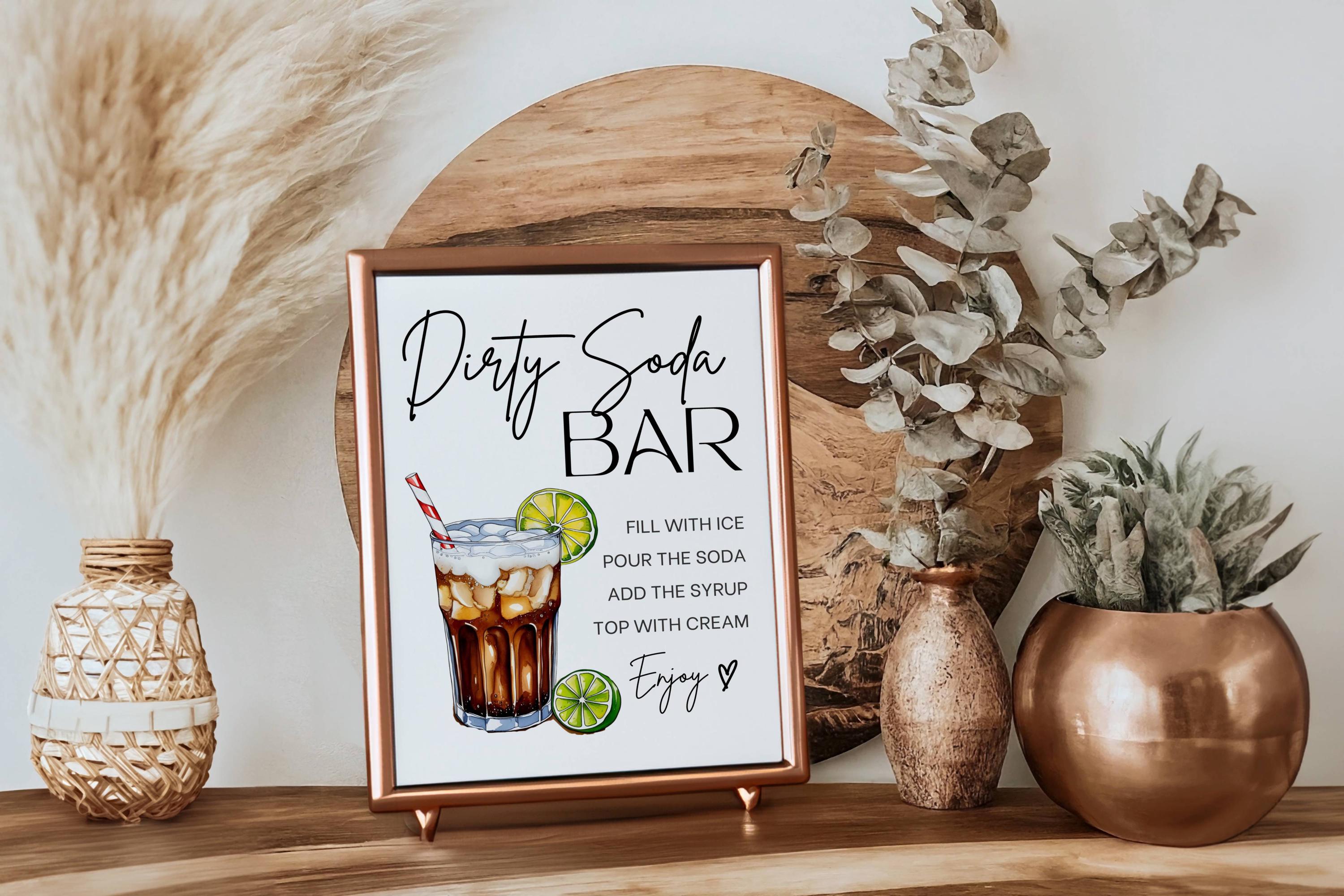 Dirty Soda Bar Sign, Soda Bar Mocktail Print, Signature Drink Bar Menu ...