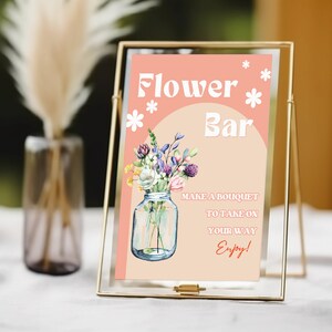 Flower Bar Sign, Wildflower Bouquet Bar Print Template, Floral Bridal ...