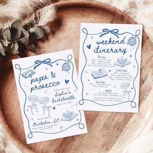 Book Club Bachelorette Party Invitation & Itinerary Template Hand Drawn ...