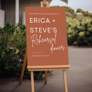 Terracotta Wedding Rehearsal Dinner Welcome Sign, the Night Before ...