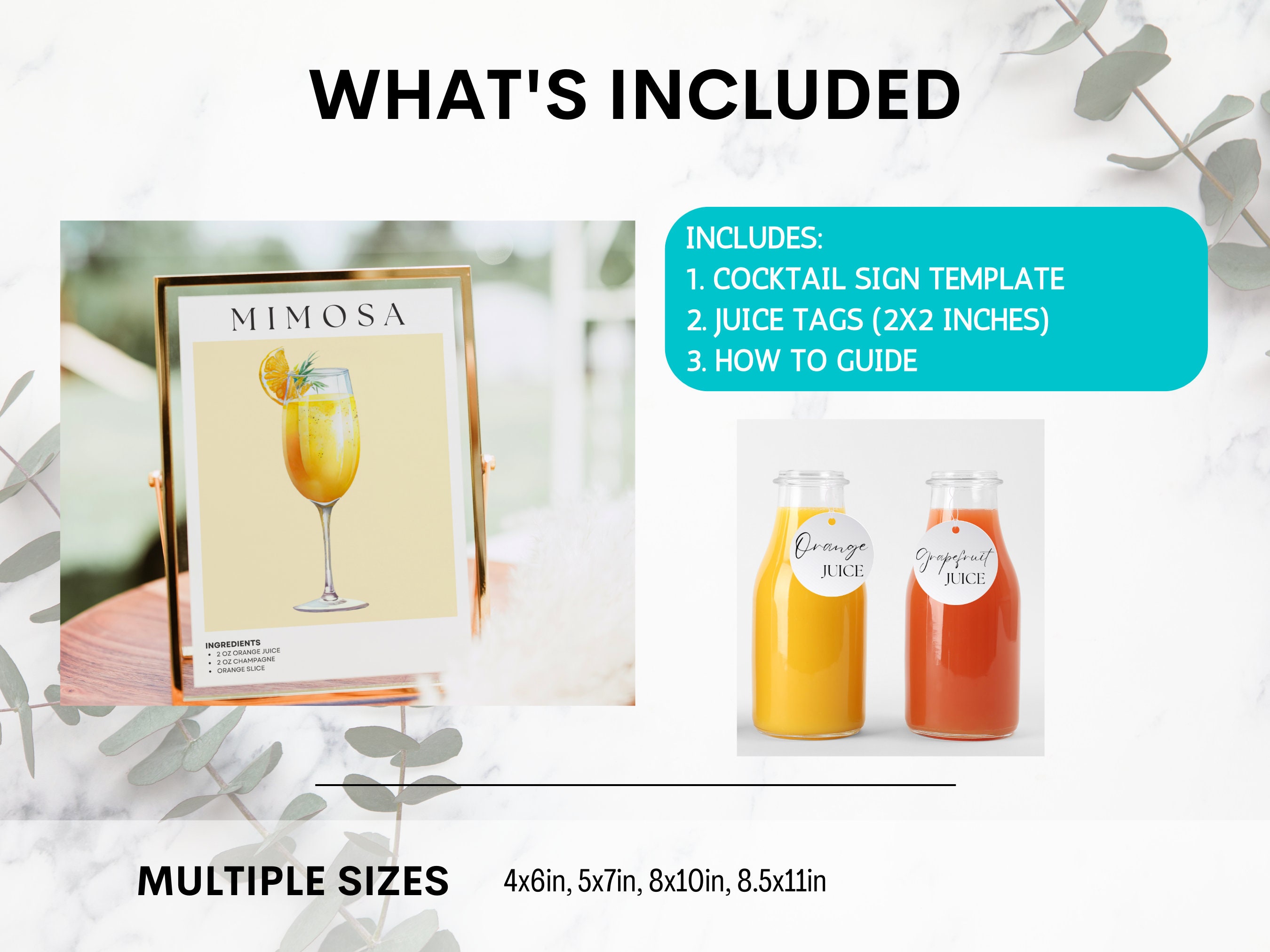 Mimosa Bar Sign, Modern Mimosa Cocktail Print, Mimosa Sign, Brunch ...