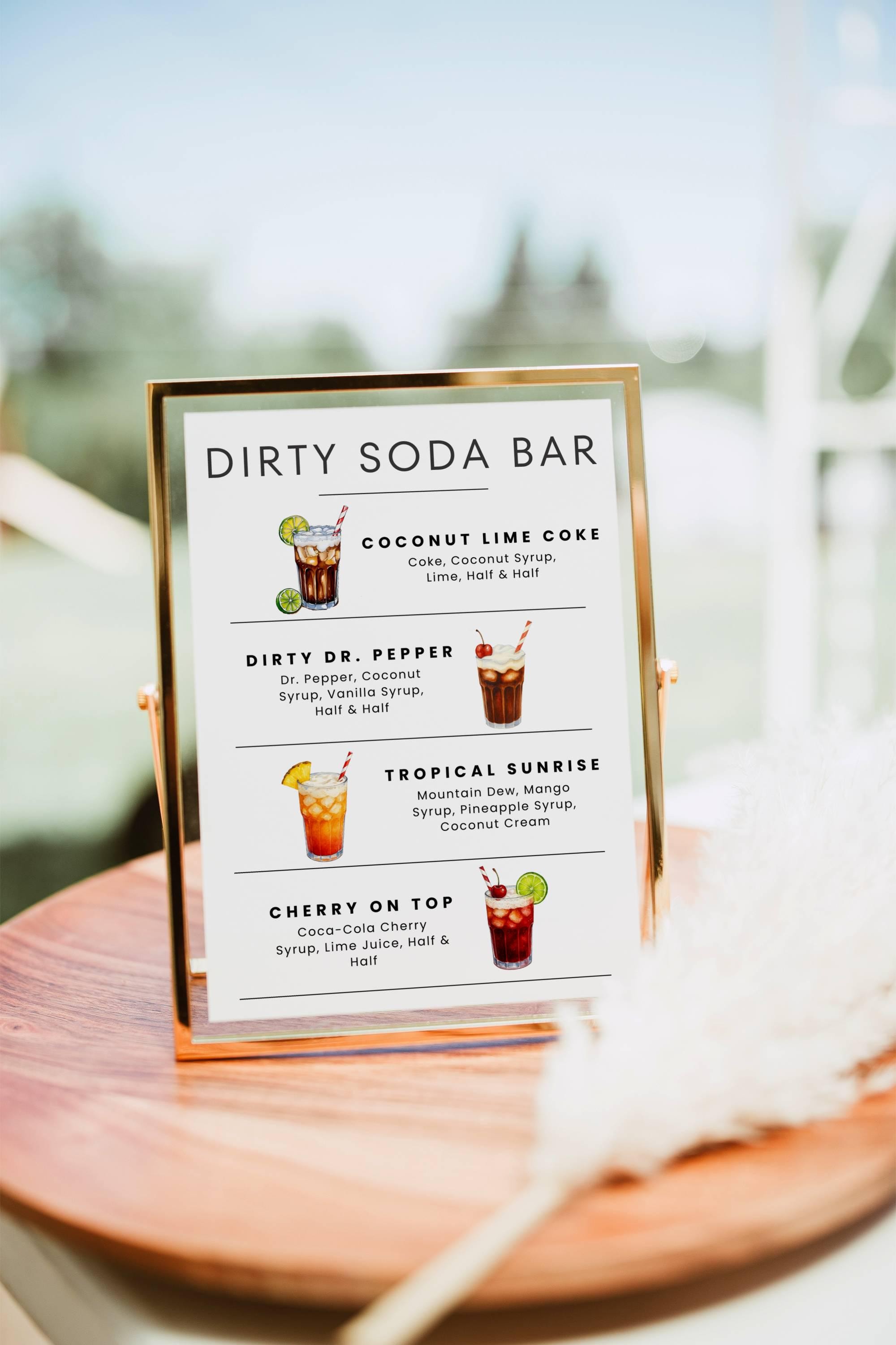 Dirty Soda Bar Sign, Soda Bar Mocktail Print, Signature Drink Recipes ...