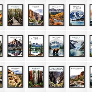 All 63 National Park Watercolor Art, US National Parks Wall Art Poster ...