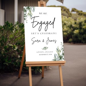 Engagement Party Sign, Engagement Welcome Sign, Minimalist Engaged Sign ...
