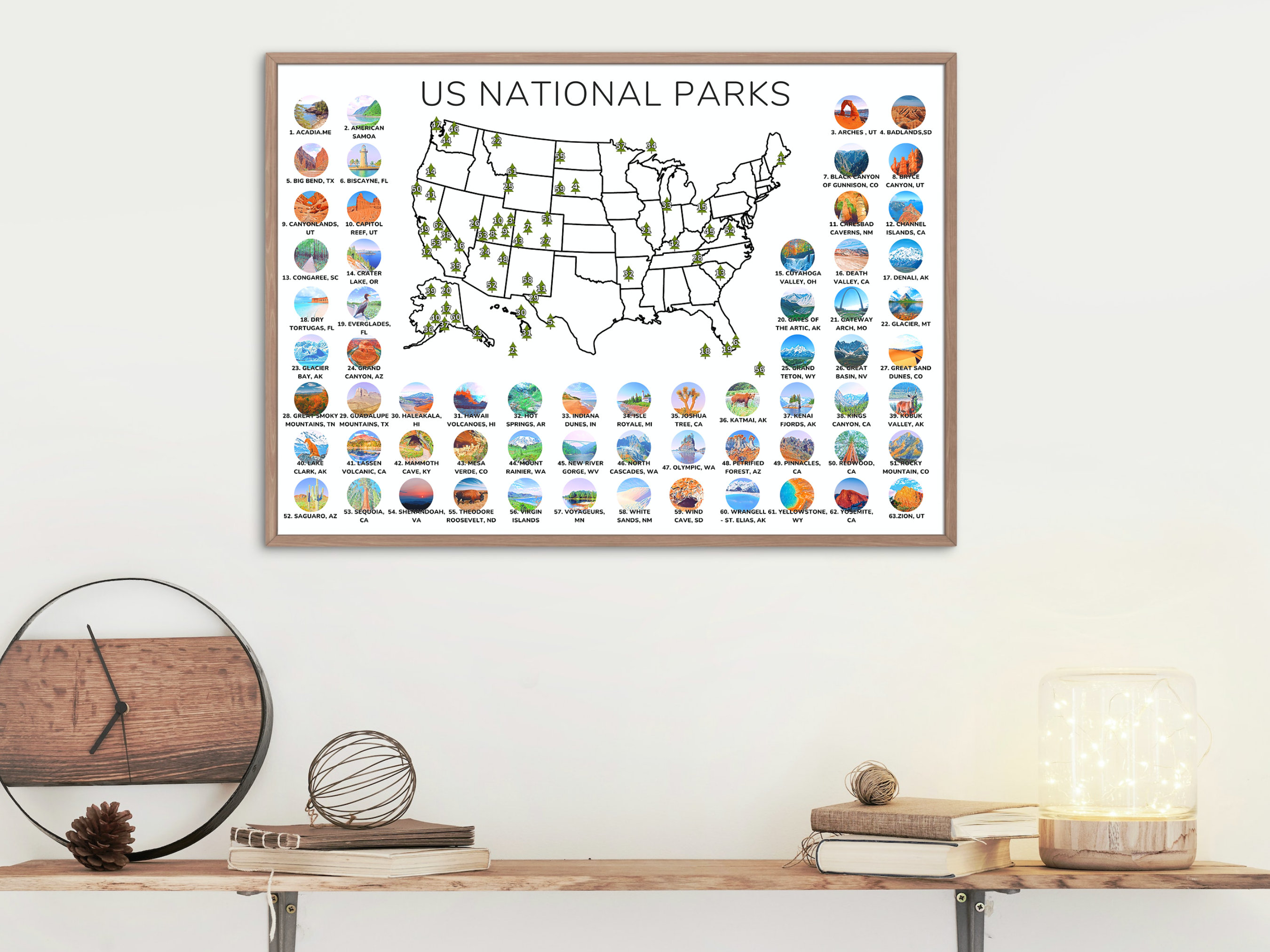 National Park Poster US National Parks Map Checklist Gift - Etsy