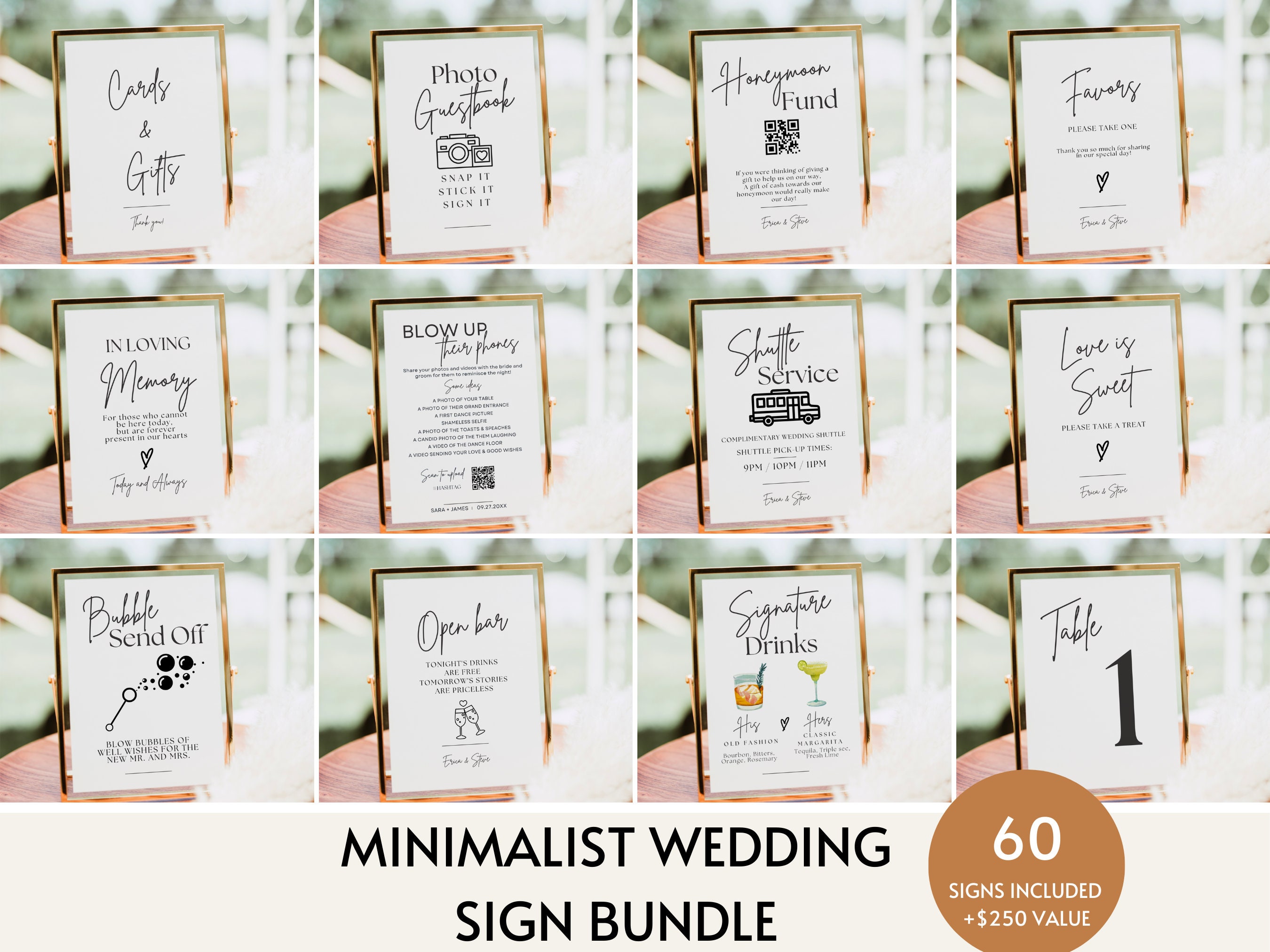 Minimalist Wedding Sign Bundle, 60+ Modern Wedding Signs Template ...