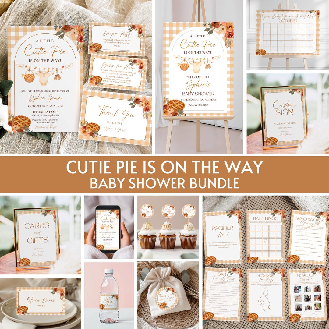 Cutie Pie Baby Shower Bundle, A Little Cutie Pie is on the Way Baby ...