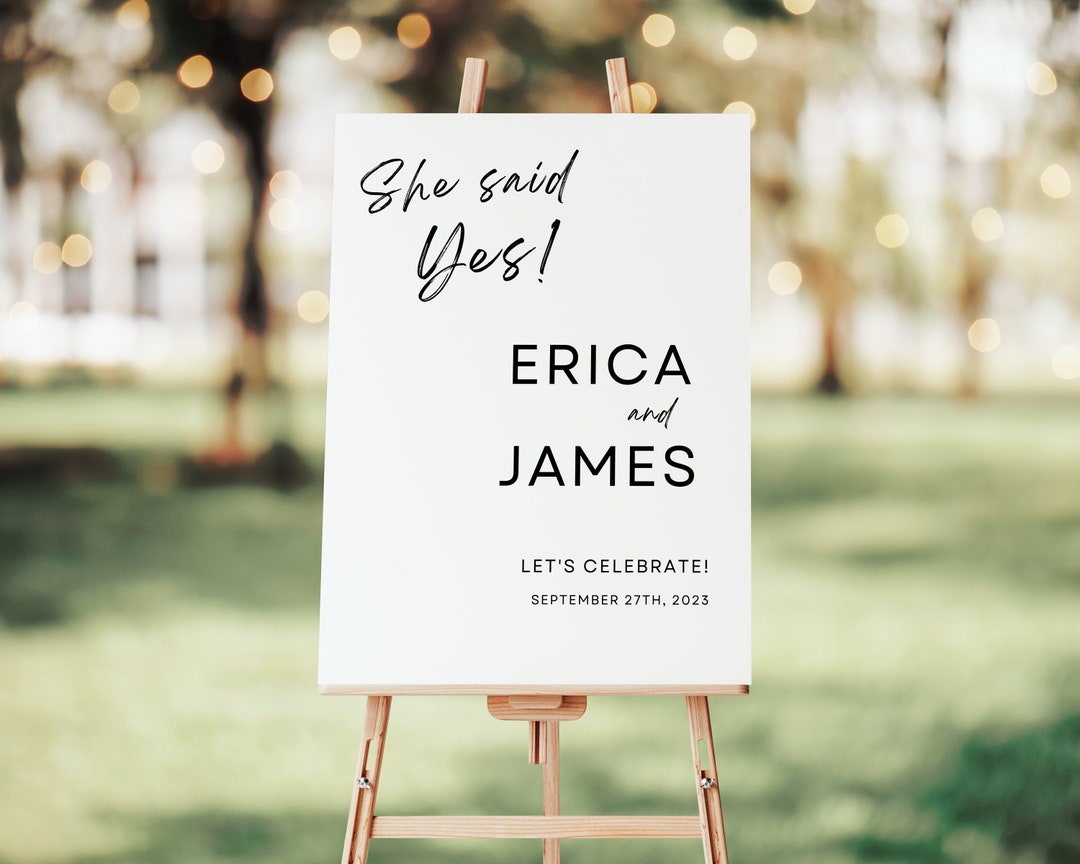 She Said Yes Sign, Engagement Party Sign, Engagement Welcome Sign ...
