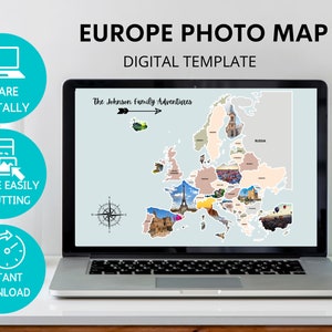 Europe Photo Map, Digital EU Picture Adventure Map, Unique European ...