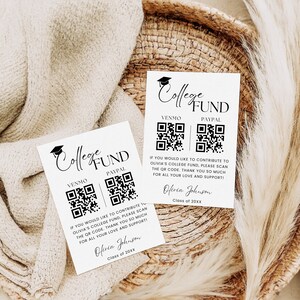 College Fund QR Code Insert Card Template, Modern Minimalist Graduation ...