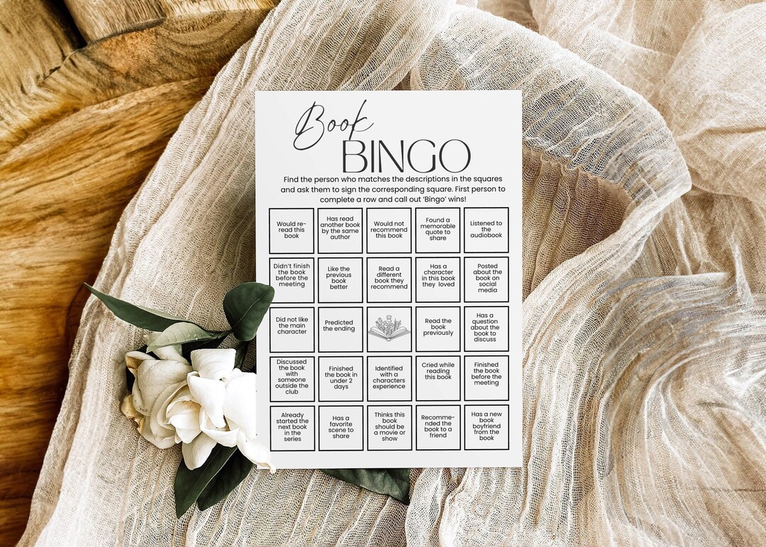 Book Club Bingo Template, Reading Group Discussion Bingo Find the Guest ...