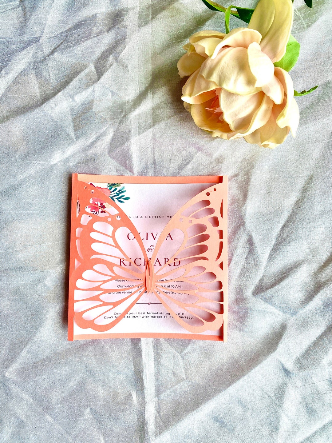 Butterfly Baby Shower Invitation, Monarch Square 5x5 Gatefold Invite ...