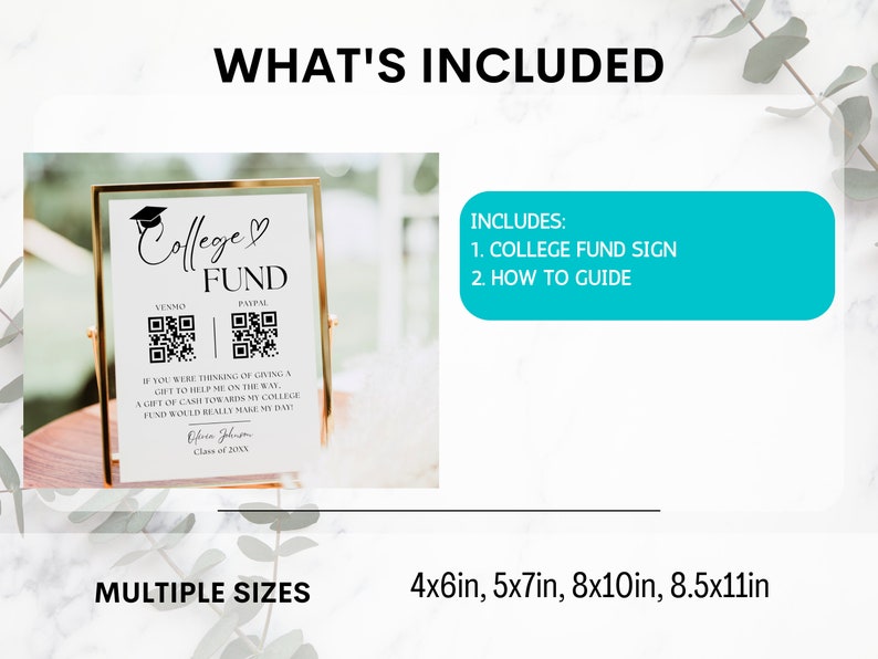 College Fund QR Code Sign Template, Modern Minimalist Graduation Party ...