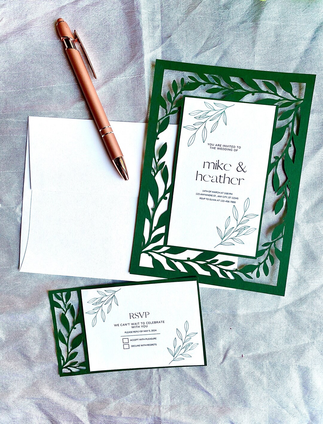 5x7 SVG Cricut Spring Wedding Invitation Bundle, Greenery Invitation ...