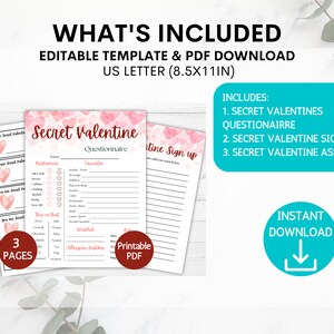 Secret Valentine Survey Questionnaire, Valentine's Day Gift Exchange ...