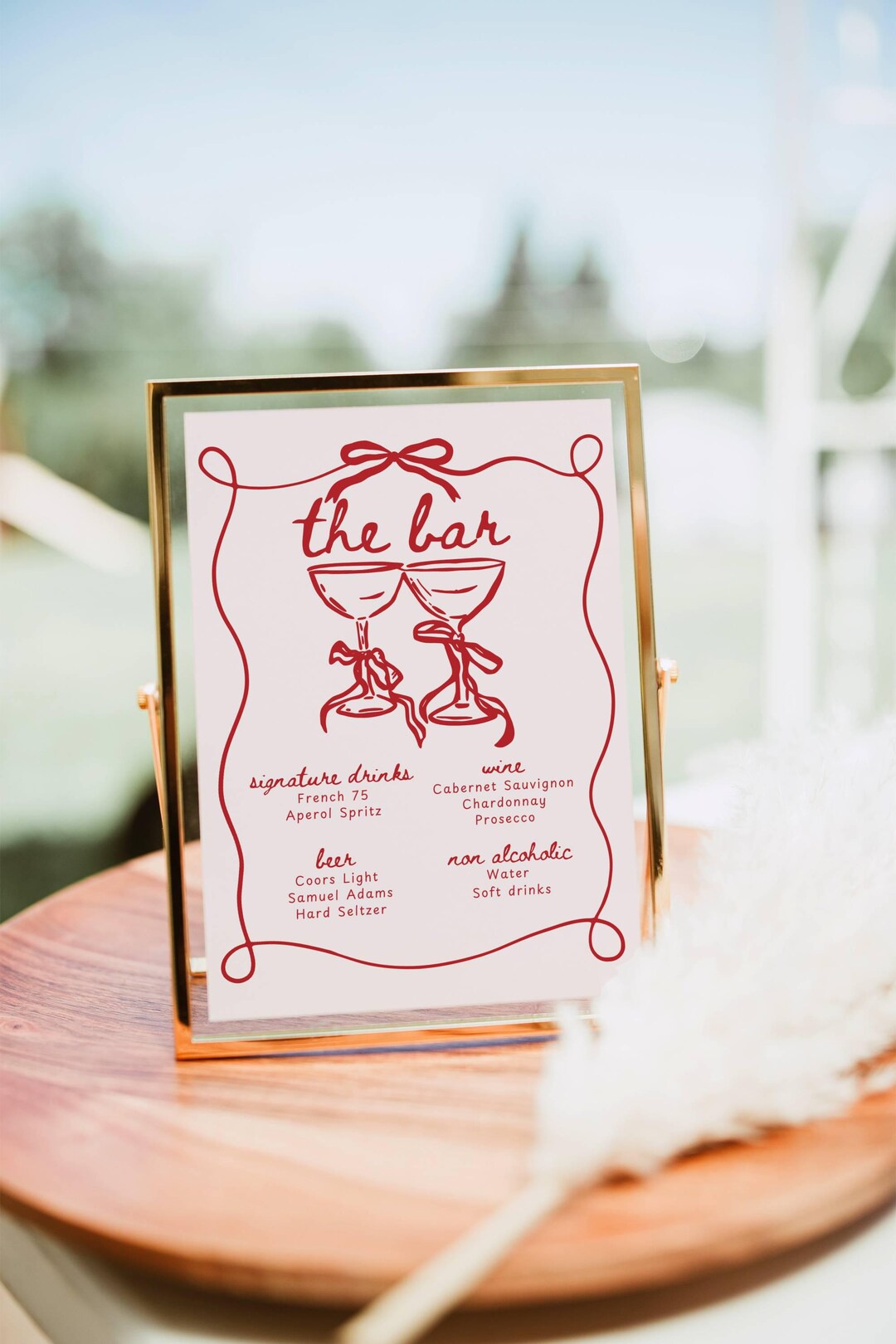 Bar Menu Sign Template, Hand Drawn Signature Drink Bar Menu Template ...