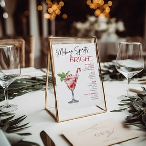 Christmas Bar Menu Sign Template, Signature Drink Sign Template ...