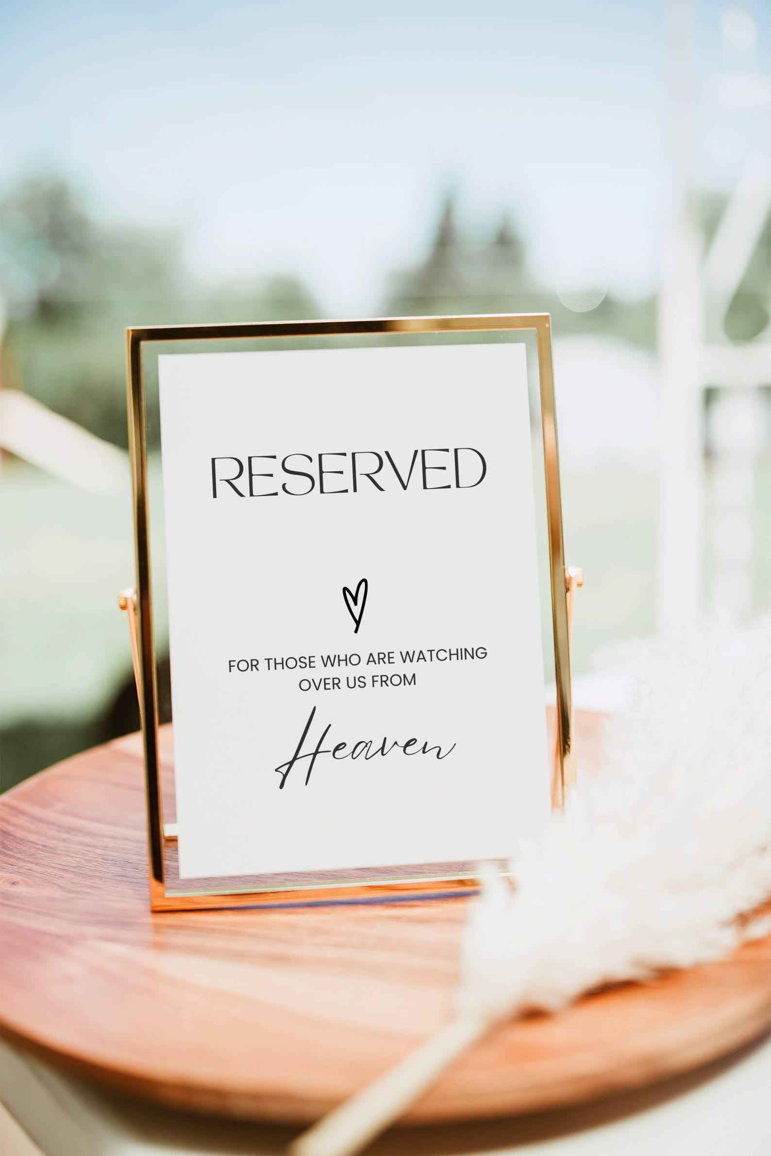 Reserved in Memory Sign Template, Wedding Memorial Sign Template, in ...