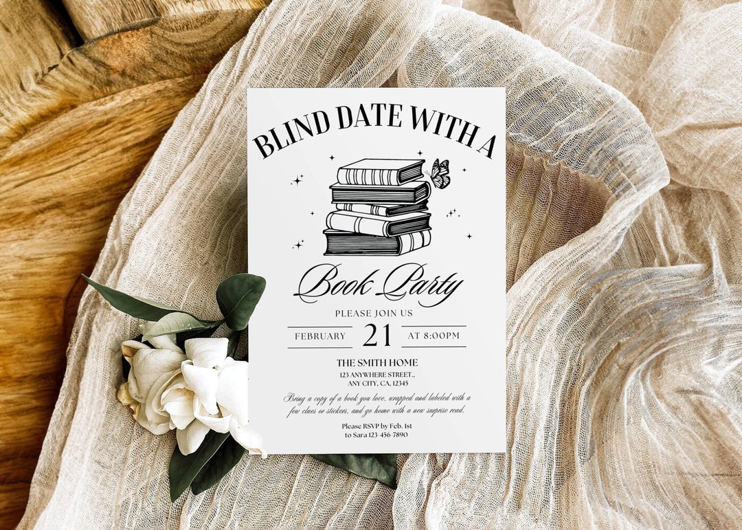 Blind Date With a Book Party Invitation Template, Book Exchange Party ...