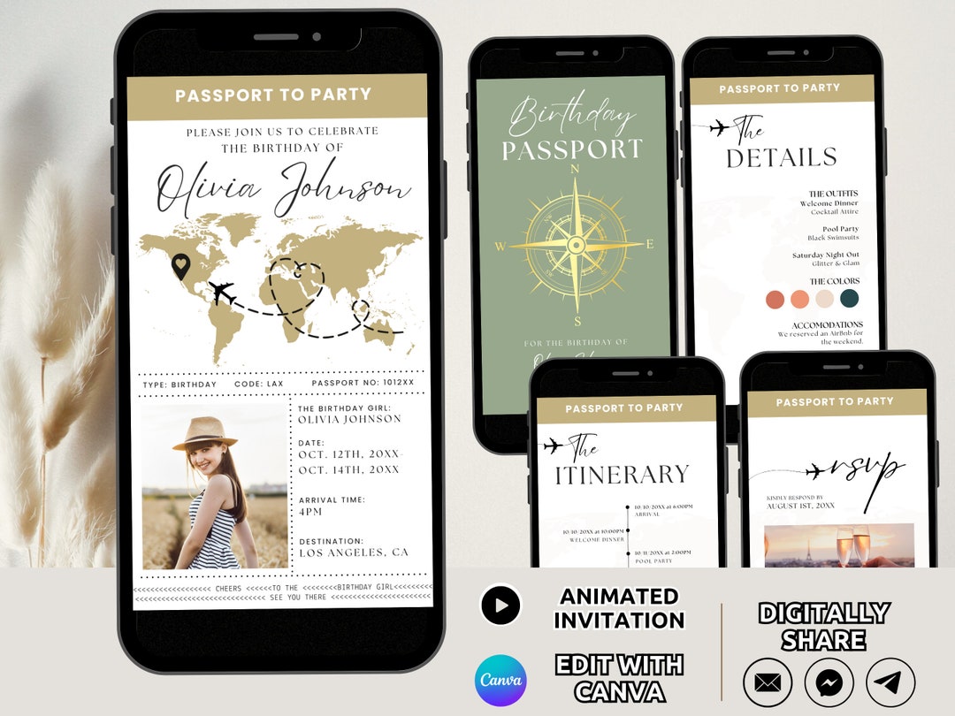 Digital Birthday Weekend Invitation & Itinerary Template, Animated ...