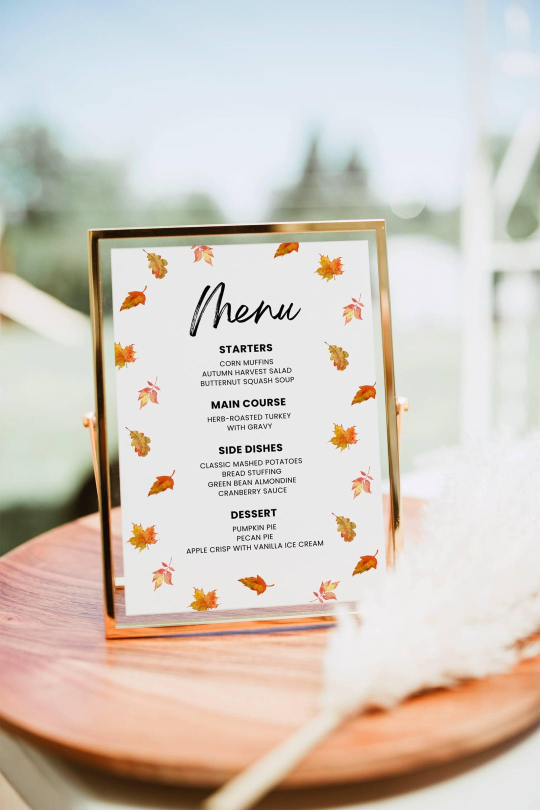 Thanksgiving Menu Template, Thanksgiving Dinner Party Menu Card, Fall ...