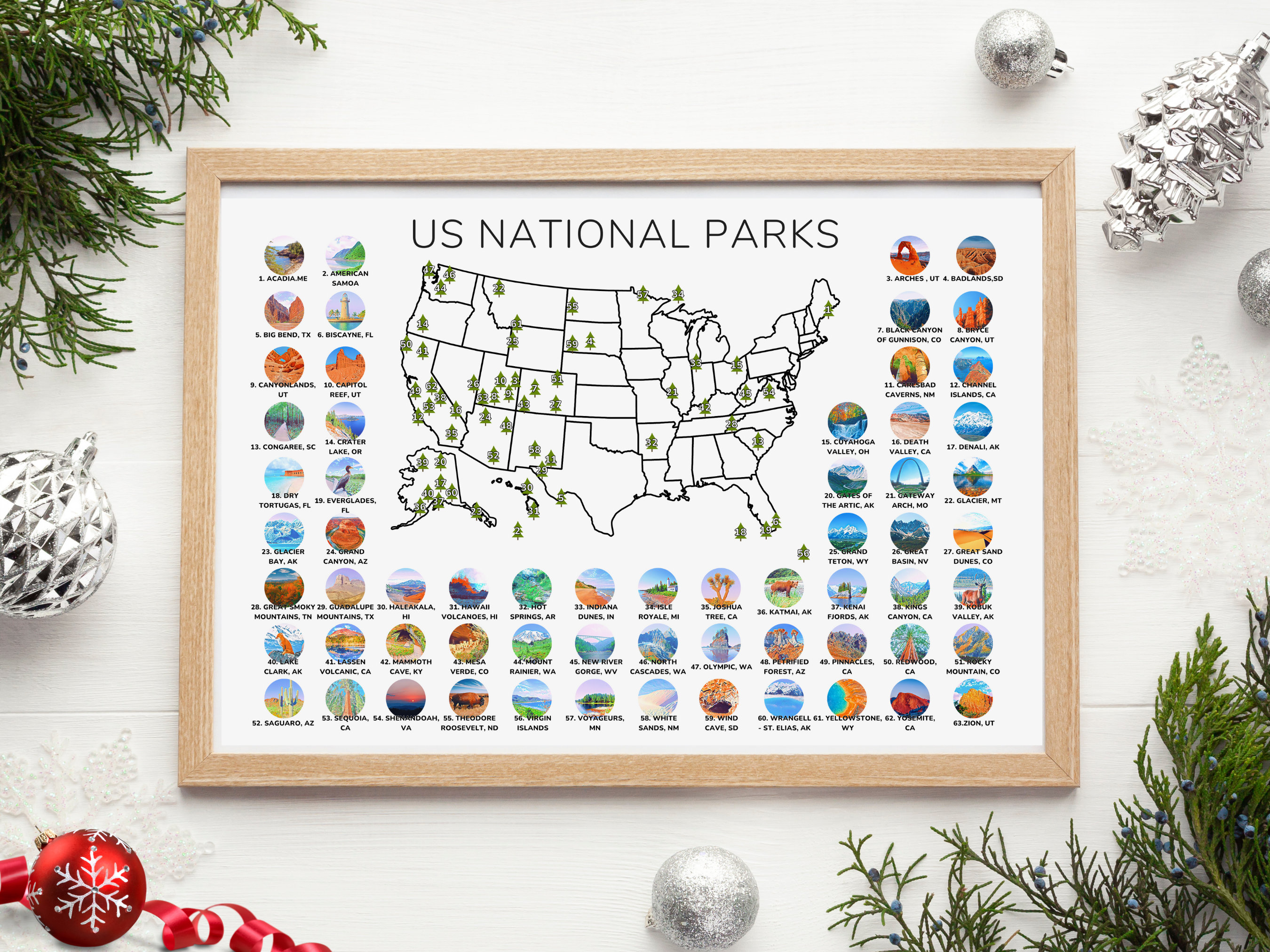 National Park Poster, US National Parks Map Checklist Gift, Digital ...