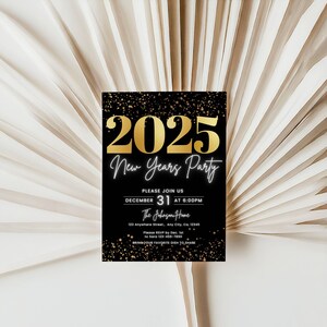 2025 New Years Party Invitation Template, Gold New Years Eve Party ...