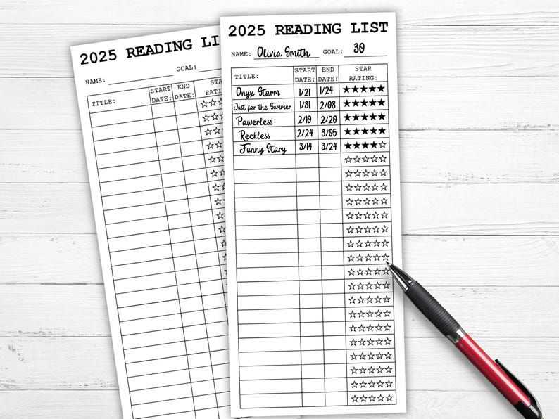 Reading List Bookmark Printable Template, Book Club Book Tracker ...