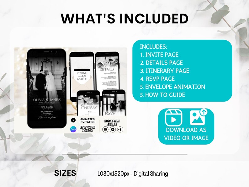 Digital Wedding Invitation Suite Template, Animated Photo Wedding ...