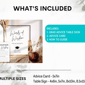 Graduation Advice and Wishes Sign & Card Template, Modern Grad Party ...