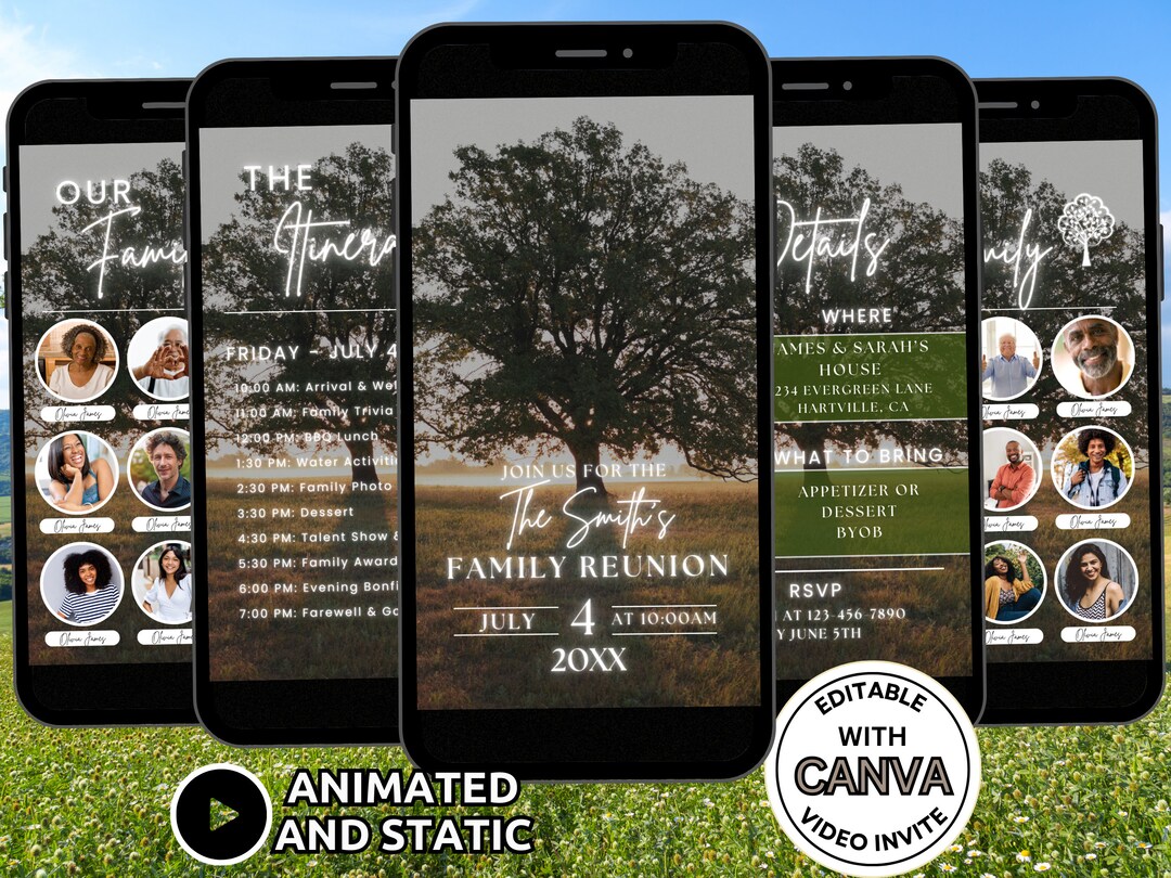 Digital Family Reunion Invitation & Itinerary Template, Family Vacation ...
